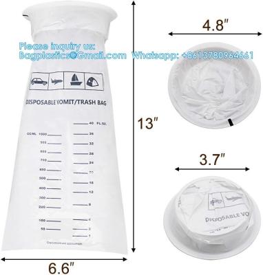 China Disposable Vomit Bags 1500ml White PE Emesis Bags with Snap Ring 10 Pack for Travel Car Sickness for sale