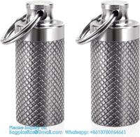 China Titanium Keychain Pill Holder 2 Pack Mini Waterproof Pill Container 0.51x1.37 Inches Portable for sale