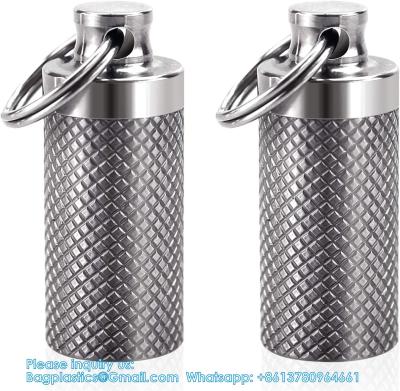 China Titanium Keychain Pill Holder 2 Pack Mini Waterproof Pill Container 0.51x1.37 Inches Portable for sale