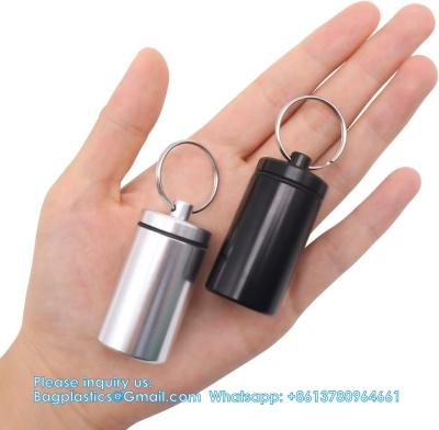China Aluminum Keychain Pill Holder 5 Pack Waterproof Mini Travel Medicine Bottle Container for Purse for sale