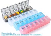 China Extra Large Weekly Pill Organizer 7 Day Pill Case Travel Medicine Box 4 Colors 1.35x1.3x1.08 Inch Compartment for sale