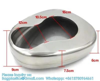 China Stainless Steel Bedpan Perfection Type with Lid 0.268kg Hospital Bedpan for Home Care for sale