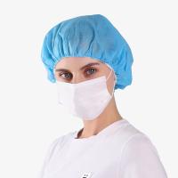China Blue Disposable Nonwoven Bouffant Caps 21 Inch with Elastic Band for Food Service Hair Nets 50pcs for sale