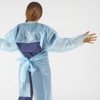China Disposable Polyethylene Level 1 Isolation Gown 46inL 42inW Blue Non-Surgical Protective for sale