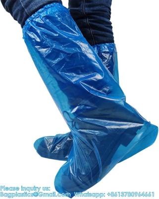 China Disposable PE Boot and Shoe Covers 19 Inch Tall Extra Large Waterproof Anti-Slip 80 Count for sale
