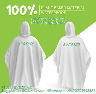 China Compostable Cornstarch Rain Poncho with Hood for Adults 50x40 Inches Plant-Based for sale