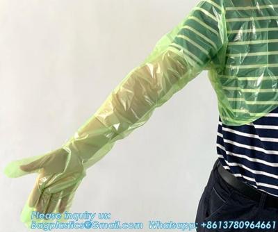 China Disposable Veterinary Long Sleeve Gloves 90cm Waterproof PE Plastic Arm Length Gloves for Cattle Palpation for sale