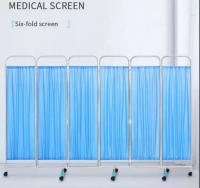 China Medical Stainless Steel 4 Panel Folding Ward Screen with Wheels 200cm L x 180cm H for sale
