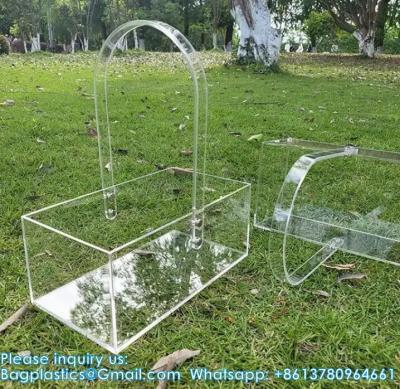 China Acrylic Portable Flower Basket Gift Box 22x12x9cm Customizable Plexiglass Candy Container for sale
