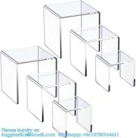 China Clear Acrylic Display Risers 2 Sets 3 Tier Stands for Funko Pop Figures Amiibo Jewelry 3x4x5 Inch for sale