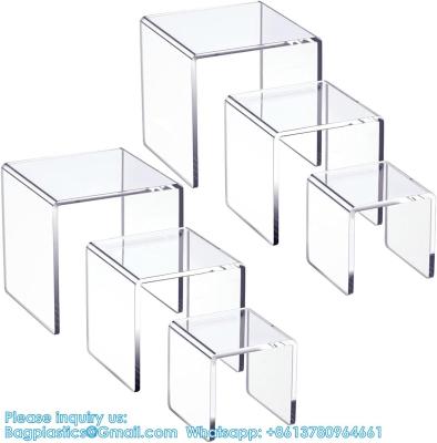 China Clear Acrylic Display Risers 2 Sets 3 Tier Stands for Funko Pop Figures Amiibo Jewelry 3x4x5 Inch for sale