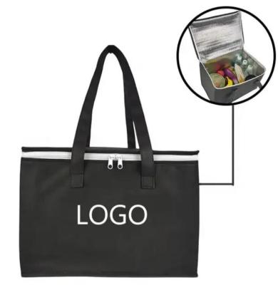 China Custom Insulated Cooler Bag 6 Can Capacity Water Resistant Reusable Tote for Grocery Shopping for sale