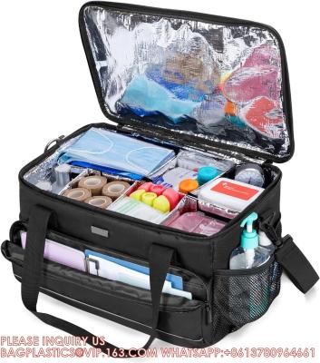 China Large Insulated Medical Bag 16.1x10.2x8.6 Inches with 7 Adjustable Dividers Trauma Bag for sale