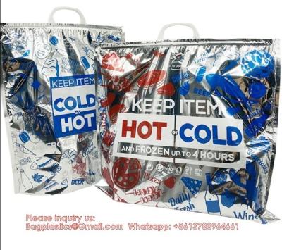 China Foldable Disposable Aluminum Foil Insulated Meal Delivery Bag 41x49cm Hot Cold Lunch Cooler for sale
