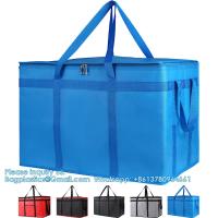 China X-Large Insulated Reusable Grocery Bag with Zippered Top 16x13x9 Inch Red Cold Food Cooler Tote for sale