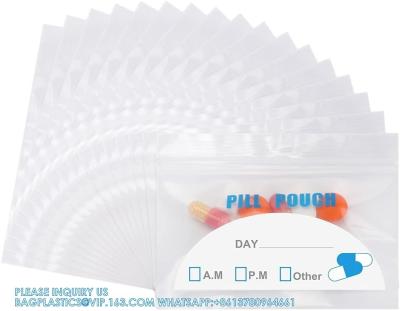 China 100 Pack Pill Pouch Bags 4x2.75 Inch 6 Mil Thick Resealable Plastic Medicine Bags for Vitamins Supplements for sale