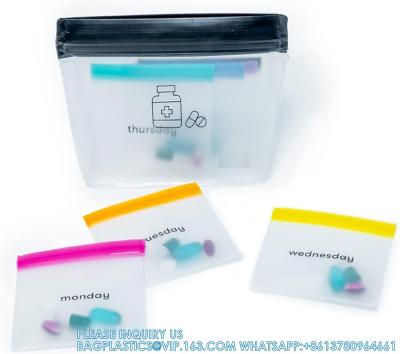 China 7-Piece Pill Pouch Set 3x3 Inch Color-Coded Zip Pill Organizers Reusable Travel Medicine Bags for sale
