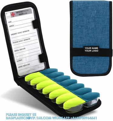 China Magnetic Folding Pill Organizer 14 Slots Turquoise OTC Medicine Supplement Case for sale