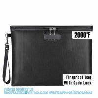 China Fireproof Document Bag 2100°F Silicone Coated Fiberglass Waterproof Money Pouch with Shoulder Strap for sale