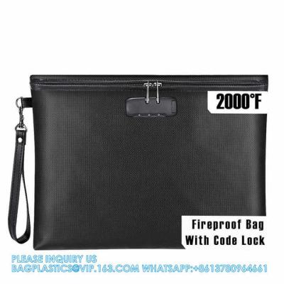 China Fireproof Document Bag 2100°F Silicone Coated Fiberglass Waterproof Money Pouch with Shoulder Strap for sale