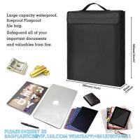 China Custom Fireproof Document Bag 43x30.5x12.7cm Silicone Coated Fiberglass Waterproof Security File Storage for sale