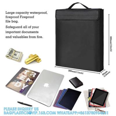 China Custom Fireproof Document Bag 43x30.5x12.7cm Silicone Coated Fiberglass Waterproof Security File Storage for sale