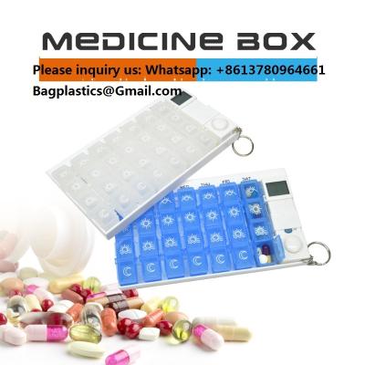 China 7 Day Pill Organizer with 4 Alarms 14 Large Compartments Moisture Proof Travel Pill Box AM PM for sale