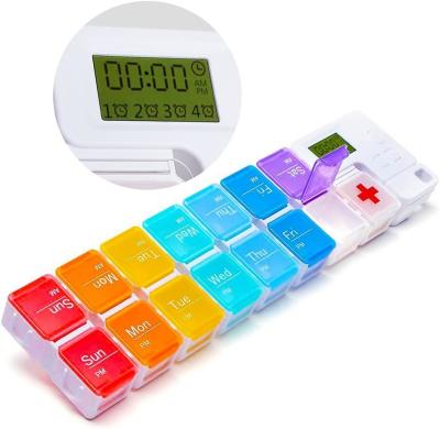 China Smart 7 Day Pill Organizer with 4 Alarm Clocks AM PM Reminder for Vitamins Supplements Travel for sale