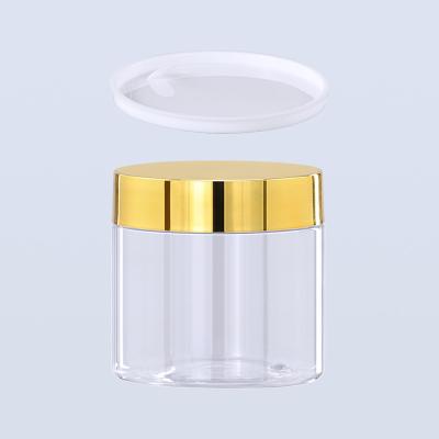 China 4oz Clear PET Plastic Jars with Black Lids Airtight Leakproof Round Cosmetic Containers for Slime Lotion Cream for sale