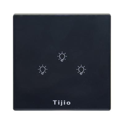 China Hot Sale UK App Control+Voice Control Switch Smart Switch 3 Band 2 Way Wifi Touch Screen Wall Smart Light Switch for sale