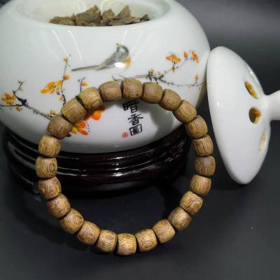 China Natural Agarwood 8mm Drum Bead Bracelet - Qinan Wood with 4-20mm Custom Sizes and Natural Fragrance for sale