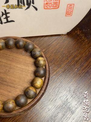 China Brunei Agarwood Barrel Beads 8mm x 26 Pieces - Natural Qinan Wood Bracelet with Custom Sizing Options for sale