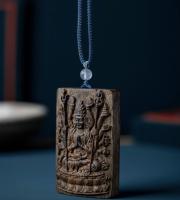 China Vietnam Nha Trang Green Agarwood Thousand-Hand Guanyin Pendant - Genuine Sinking Wood Buddhist Amulet for Men and Women for sale