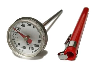 China Stainless Steel Pocket Milk Frothing Thermometer 1 Inch Dial 127mm Probe Magnifying Lens for sale