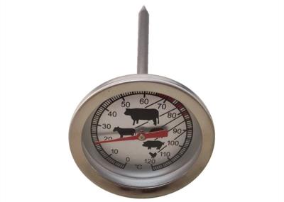 China Stainless Steel Oven Meat Thermometer Instant Read 0-120°C 52mm Dial for sale