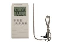 China Digital Instant Read Thermometer 0.1°C Resolution 304 Stainless Steel Probe Timer Clock for sale