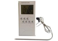 China Digital Instant Read Thermometer 0.1°C Resolution 304 Stainless Steel Probe Timer Clock for sale