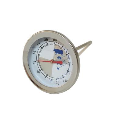 China 0-120°C Classic Meat Dial Thermometer 3 Inch 304 Stainless Steel Probe No Battery for sale