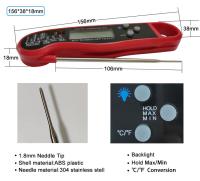 China Red ABS Digital Remote Meat Thermometer With Stainless Steel Probe 73.5g for sale
