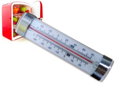 China Glass Refrigerator Freezer Thermometer -40 to 27°C Red Liquid Display for Fridge for sale