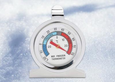 China Household Analog Refrigerator Freezer Thermometer 60mm Dial Stainless Steel Tempered Glass for sale