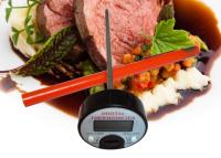 China Abs Plastic Housing Round Outdoor Cooking Thermometer With Sheath Power Saving for sale