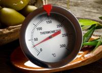 China Bimetal Instant Read Thermometer 52mm 12 Inch Stainless Steel Deep Fry Gauge No Battery for sale