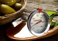 China Bimetal Instant Read Thermometer 52mm 12 Inch Stainless Steel Deep Fry Gauge No Battery for sale