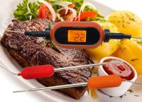 China Wireless Transmission Bluetooth BBQ Thermometer Food Grill Dual Probes Mobile Operated for sale