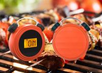 China Clock Shape Orange Bluetooth Meat Thermometer with Two Probes 100m Range for sale