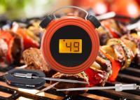 China Clock Shape Orange Bluetooth Meat Thermometer with Two Probes 100m Range for sale