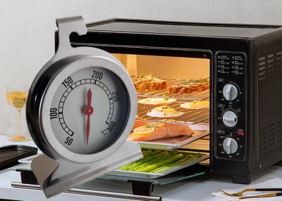 China Stainless Steel Hanging Oven Thermometer 50-300C Instant Read Red Pointer 60mm Dial for sale