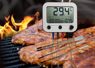 China Wireless Bluetooth Grill Thermometer 4 Probes 100m Range USB Rechargeable LCD Display for sale