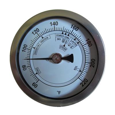 China 80mm Dial Bimetallic Weldless Brewing Thermometer 60-220F 1/2 NPT Stainless Steel 304 for sale
